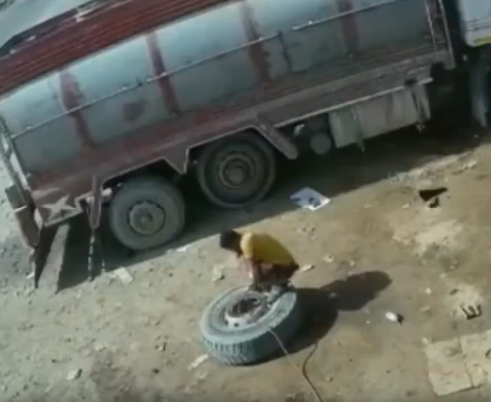 Man Disappears after Giant Tire Explodes Man Disappears after Giant Tire Explodes