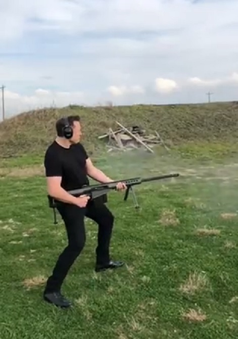 Elon Musk is Ready...Firing his 50 Cal Rifle from his Hip