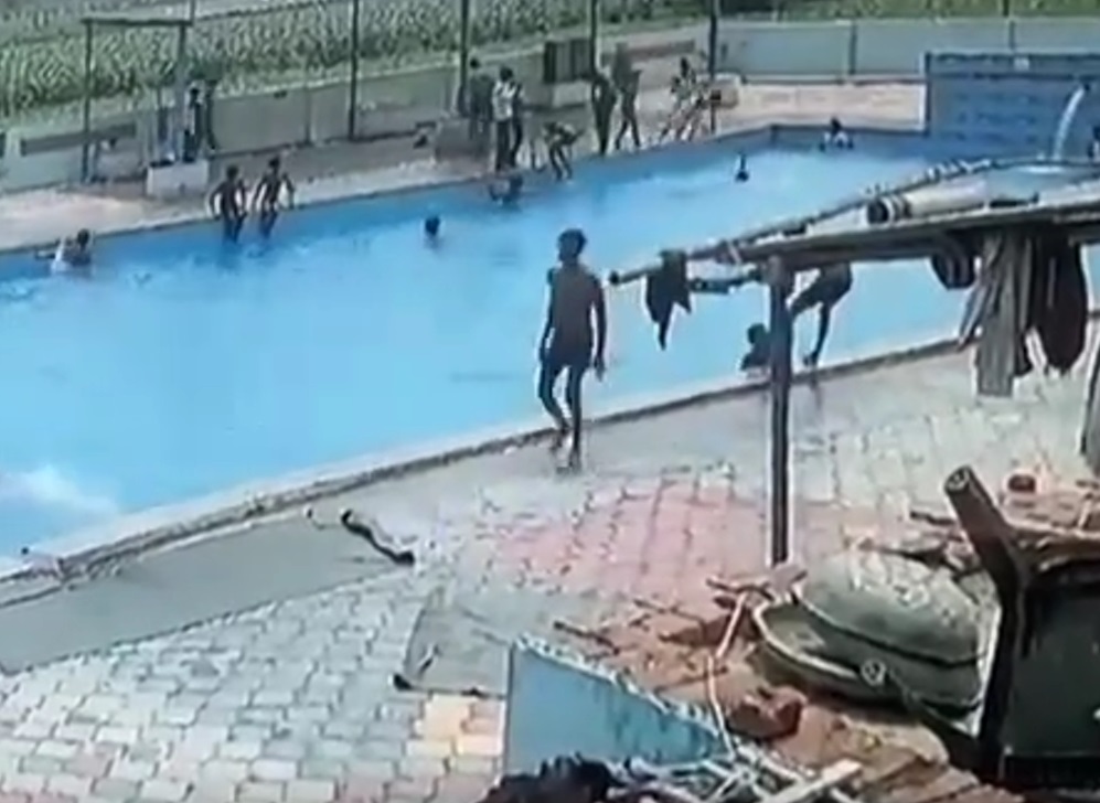 Teen gets out of Crowded Pool in India and sees the Reaper....Yesterday