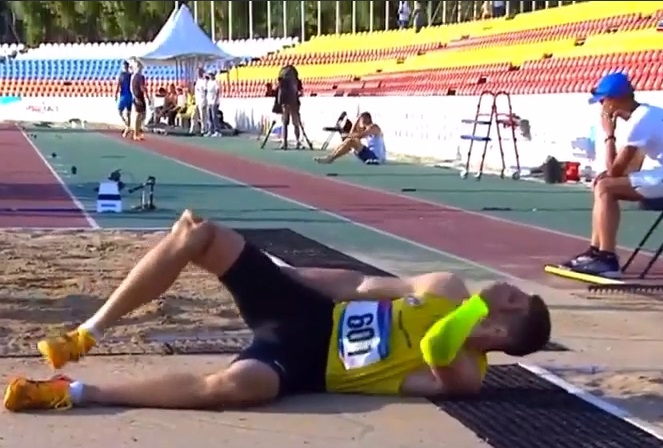 Russian Long Jump Winner Finishes in a Bad Way...Watch