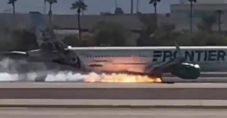WHOA: A Frontier Airlines Plane Catches On Fire During an Emergency ...